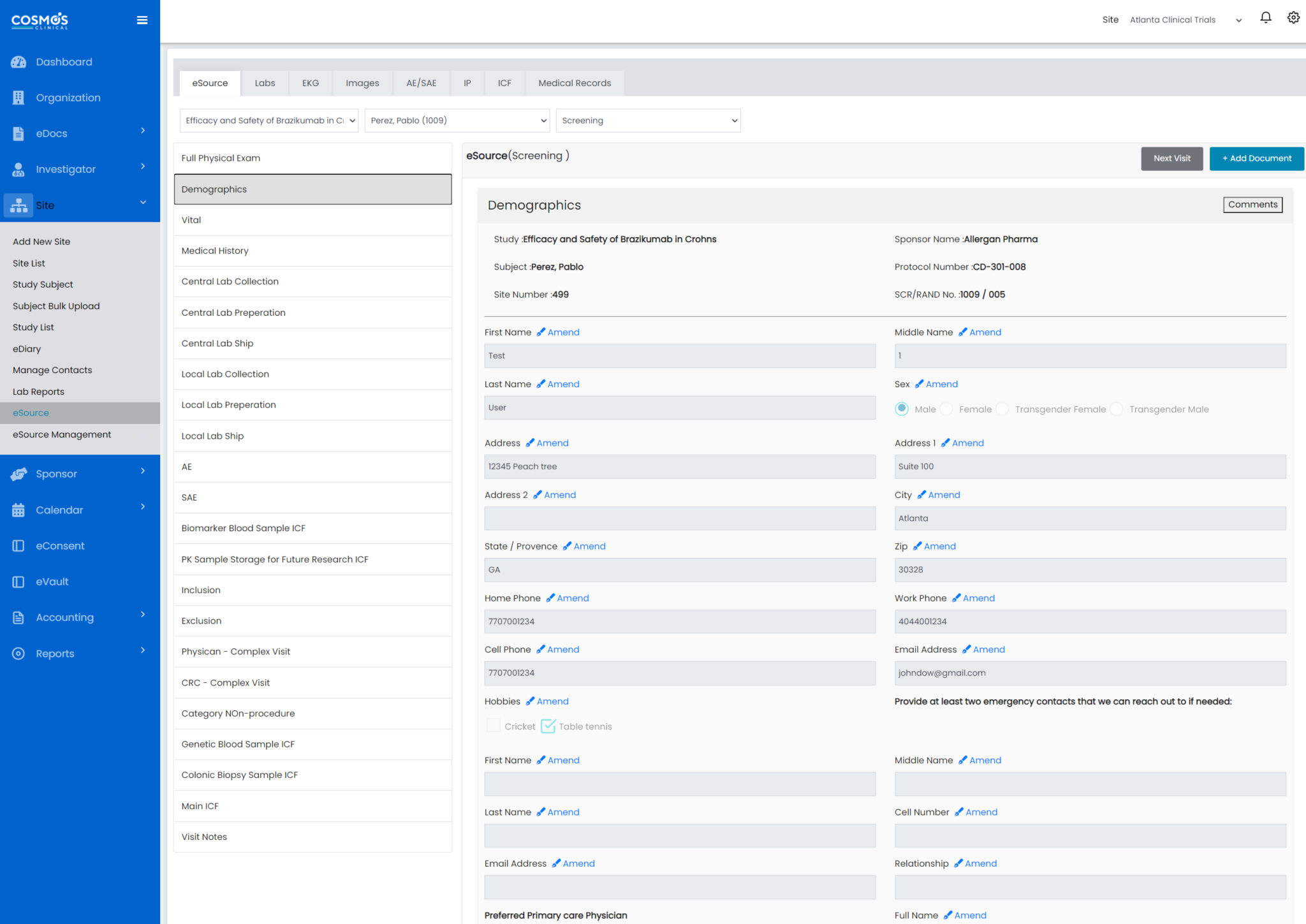 eSource - Cosmos Clinical